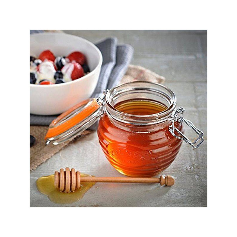Pot à miel en verre 0.4L avec cuillère à miel Kilner