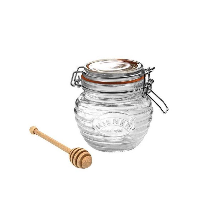 Pot à miel en verre 0.4L avec cuillère à miel Kilner