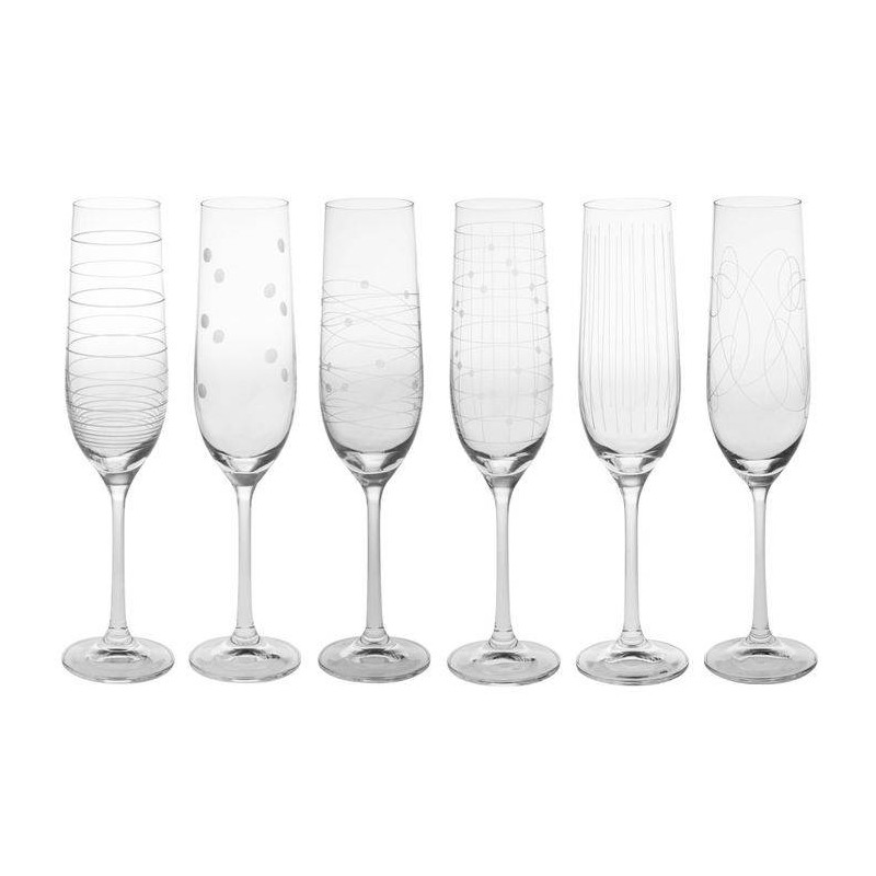 GRAPHIK Flûte 19 cl en verre gravé les 6