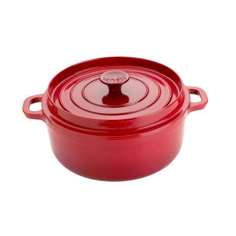 Mijoteuse Cocotte Ronde Fonte émaillée INVICTA Rouge Rubis D22