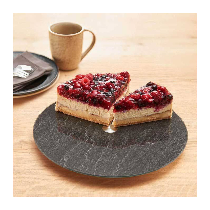 TURN Plateau à gâteau fromage tournant LEONARDO en verre effet marbre