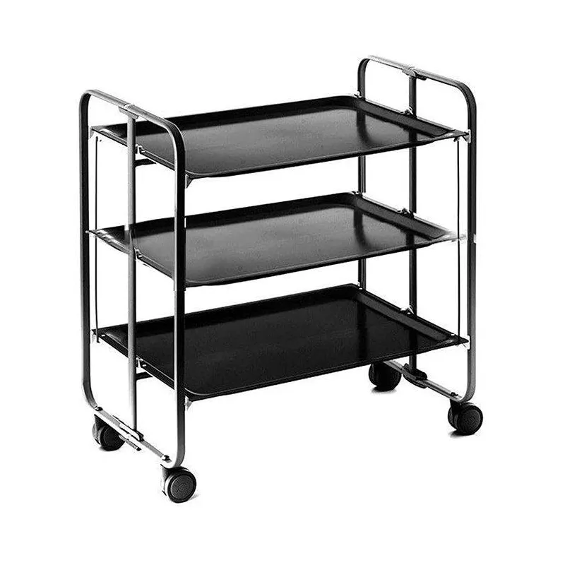 BAUHAUS Table roulante pliante 3 plateaux DHO Noir Mat