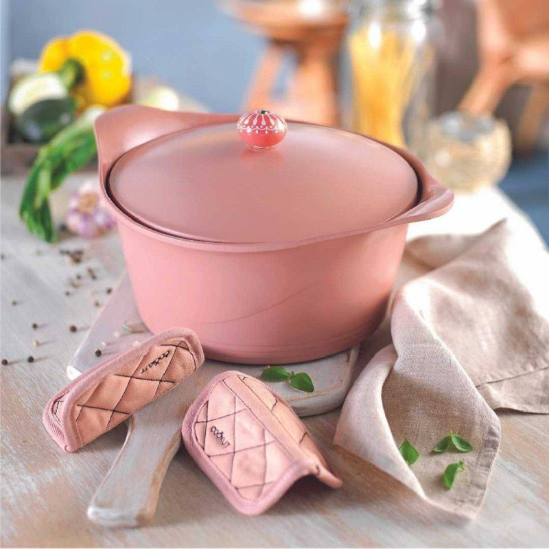 Paire de Maniques en Coton pour L´incroyable Cocotte Cookut - Rose Guimauve