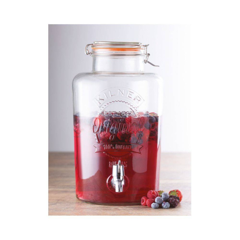 Bonbonne en verre avec robinet jus punch rhum arrangé KILNER 8 L SC
