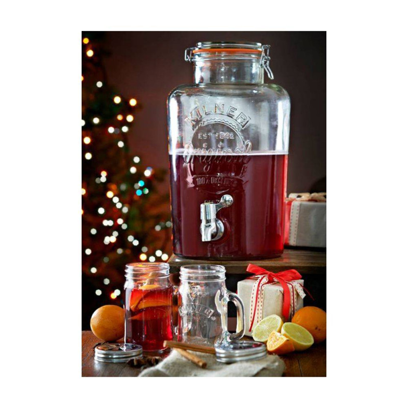Bonbonne en verre avec robinet jus punch rhum arrangé KILNER 8 L SC