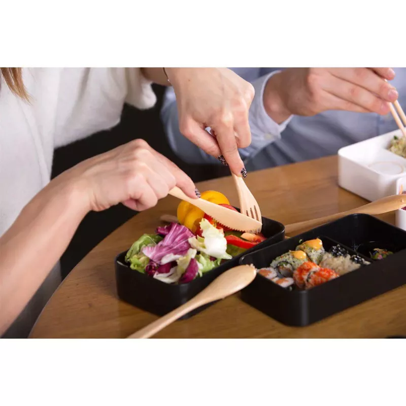 Boîte bento Umami 1,5 L – Noir & Noyer, modulable | Repas nomades