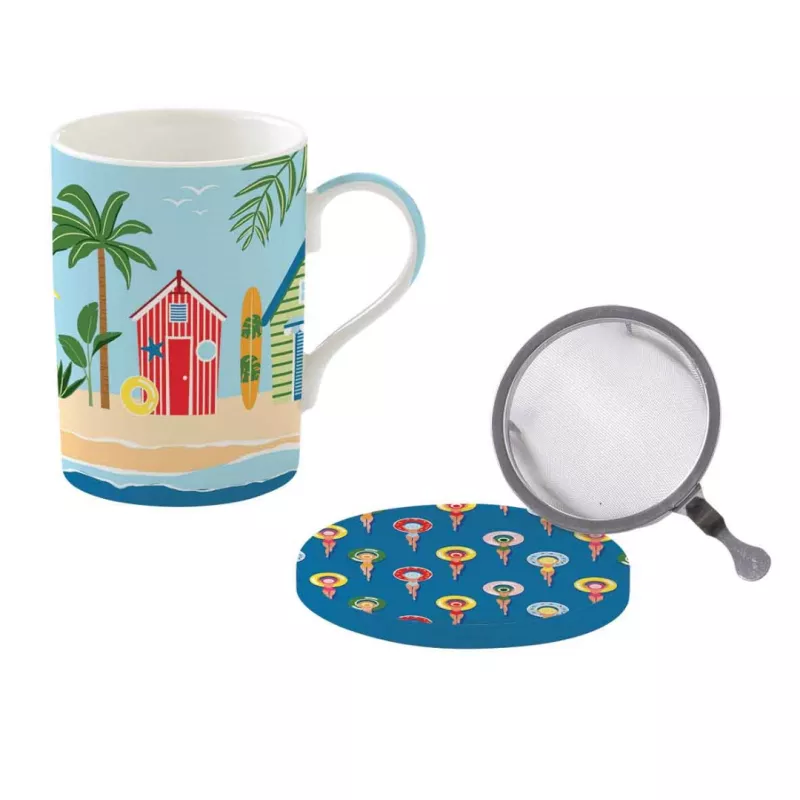 A LA PLAGE Coffret Tisanière 35 cl en porcelaine - Easy Life