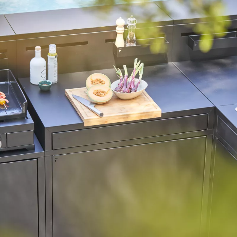 Meuble de cuisine extérieure Desserte avec comptoir bar noir Forge ...