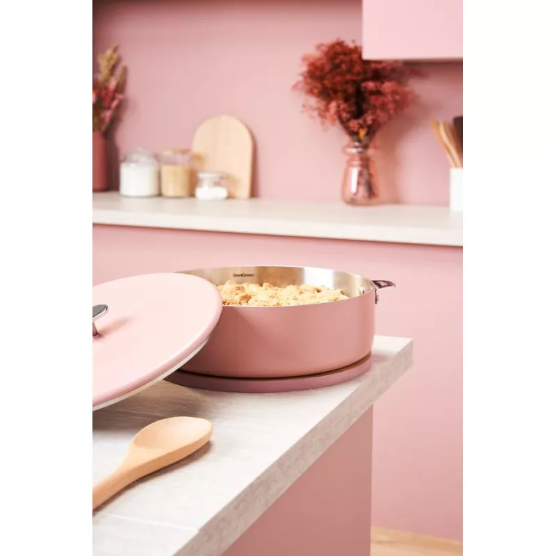 La merveilleuse Couvercle Inox D24 Cookut- Rose guimauve