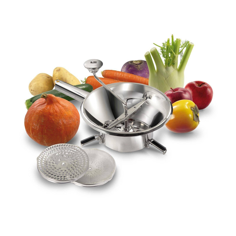 Moulin à légumes Purée Coulis ménager Inox La Bonne Graine D24 cm