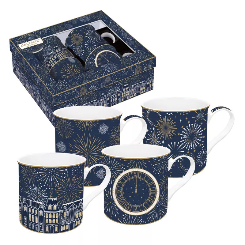 MIDNIGHT coffret 4 mugs 30cl en porcelaine