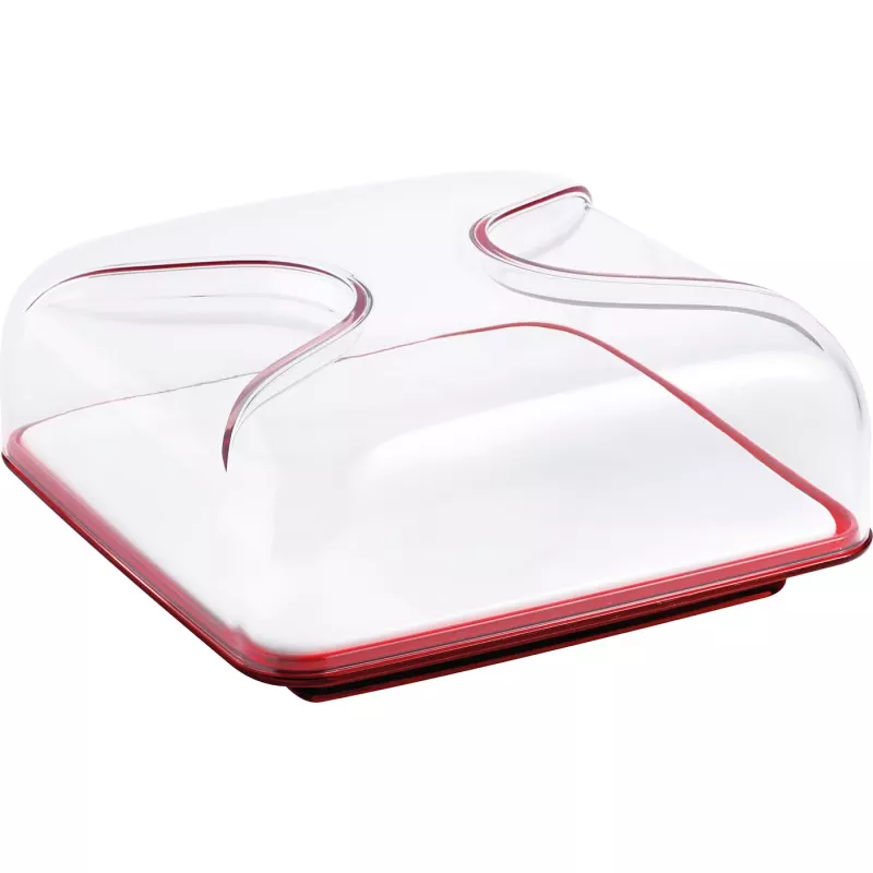 Cloche à fromage carré avec plateau porcelaine GUZZINI rouge