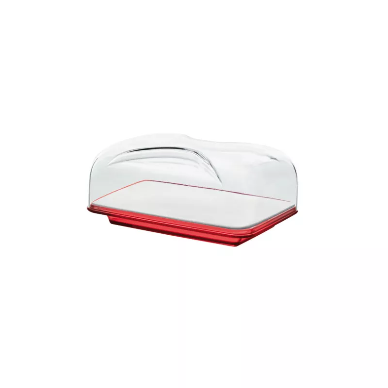 Cloche à fromage rectangulaire avec plateau porcelaine GUZZINI rouge