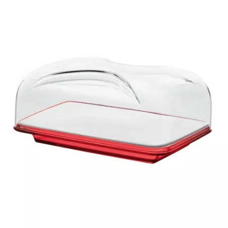 Cloche à fromage rectangulaire avec plateau porcelaine GUZZINI rouge