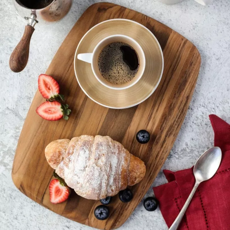 ELEGANT Planche à découper et à servir en teck 30.5 x 20 cm Ep 1.5cm ...